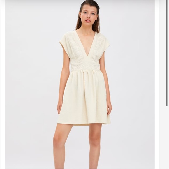 Zara | Dresses | Zara Boho Lace Deep V Neck Dress M Nwt | Poshmark